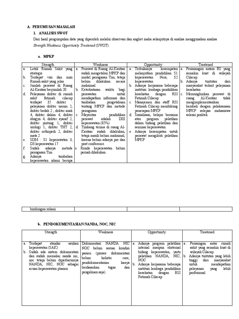 Analisa Swot Dan Poa 2 | PDF | Sains & Matematika