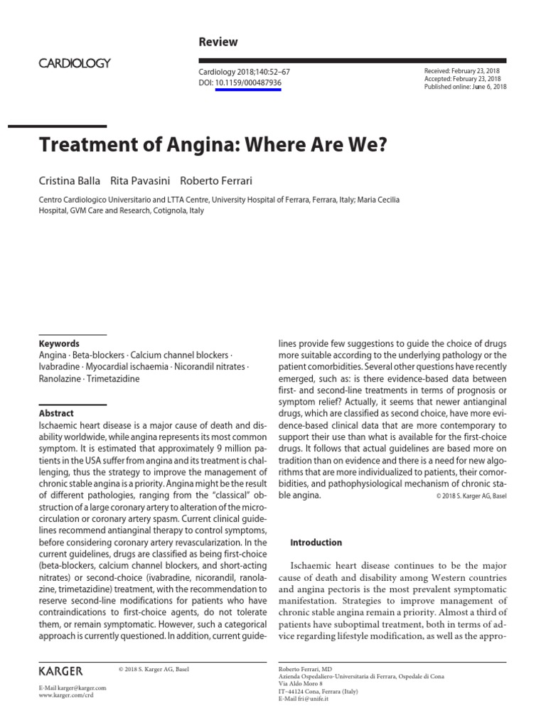 Treatment Angina Where Are We | PDF | Coronary Artery Disease ...