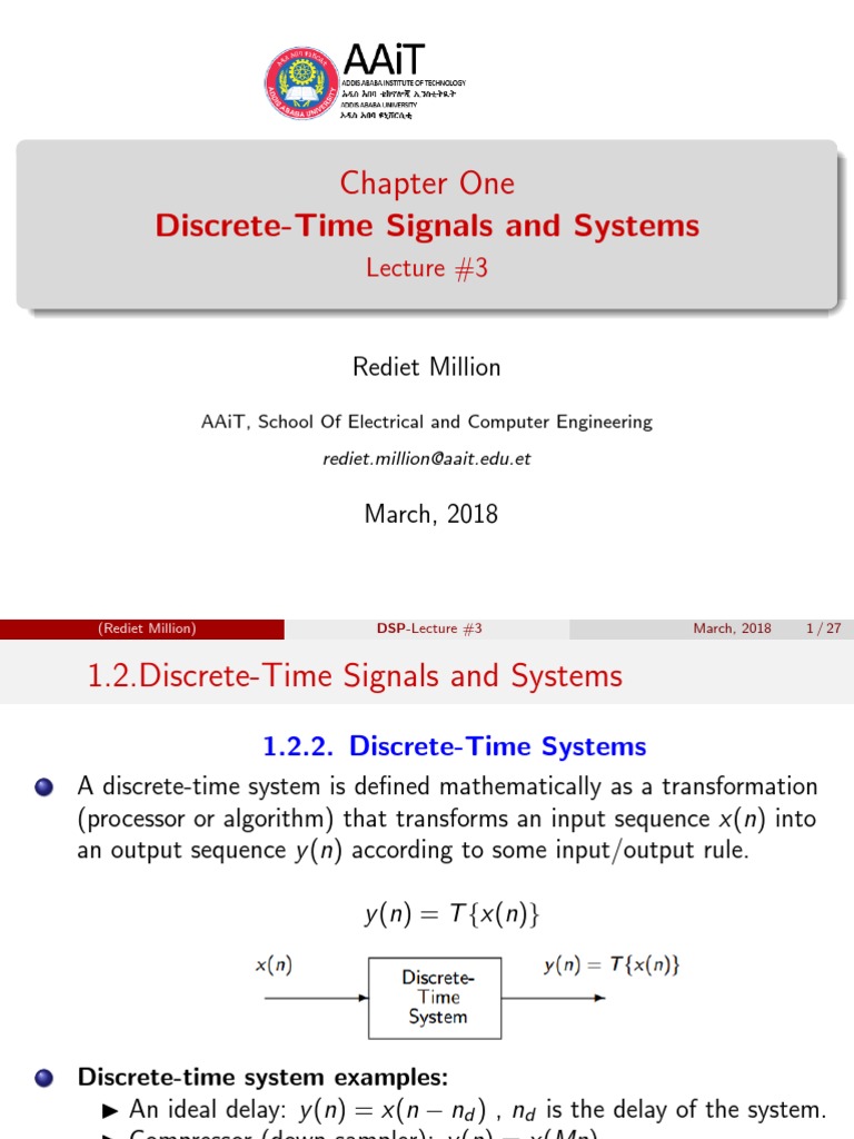 Chapter One Discrete Time Signals And Systems Lecture 3 Pdf Recurrence Relation