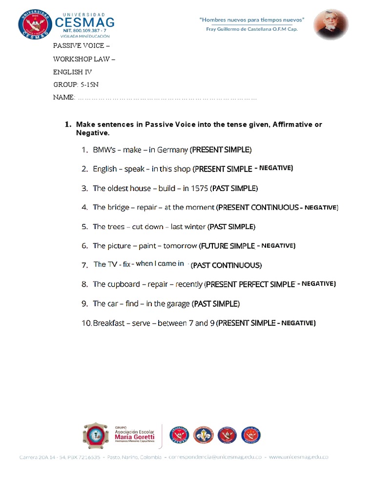 Passive Voice - Workshop English Iv 5-15N PDF | PDF