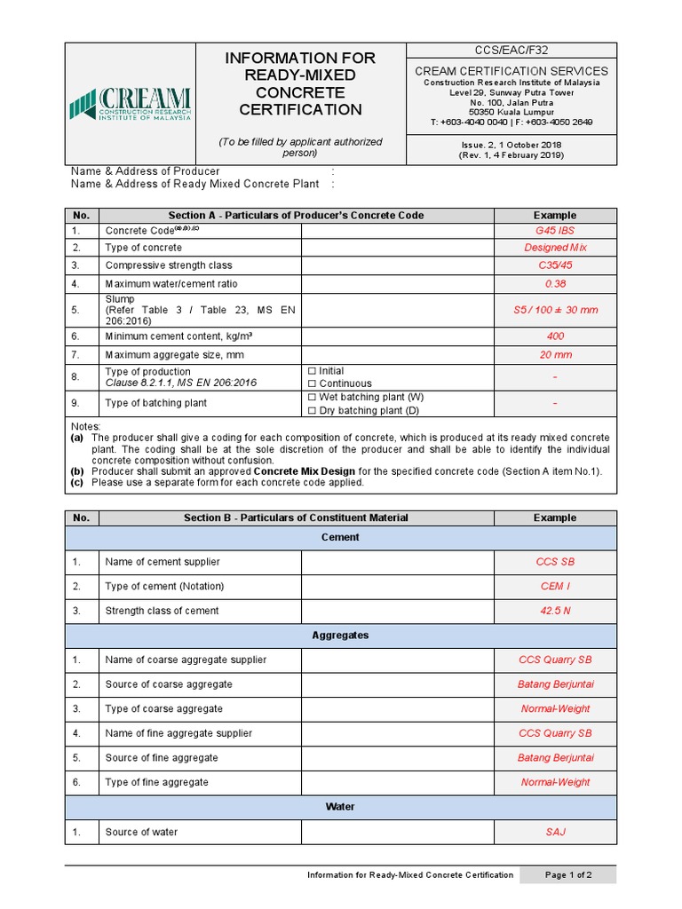 Ready-Mixed Concrete Certification Info | PDF | Construction Aggregate ...