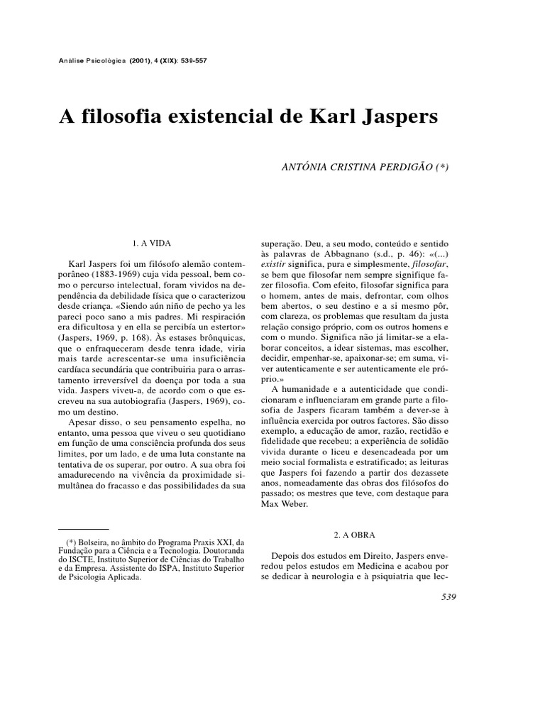 A Filosofia Existencial de Karl Jaspers | PDF | Existencialismo | Liberdade