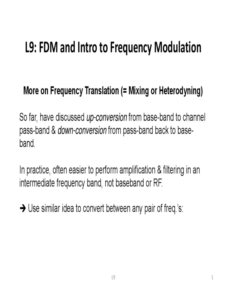 L9: FDM and Intro To Frequency Modulation: More On Frequency ...