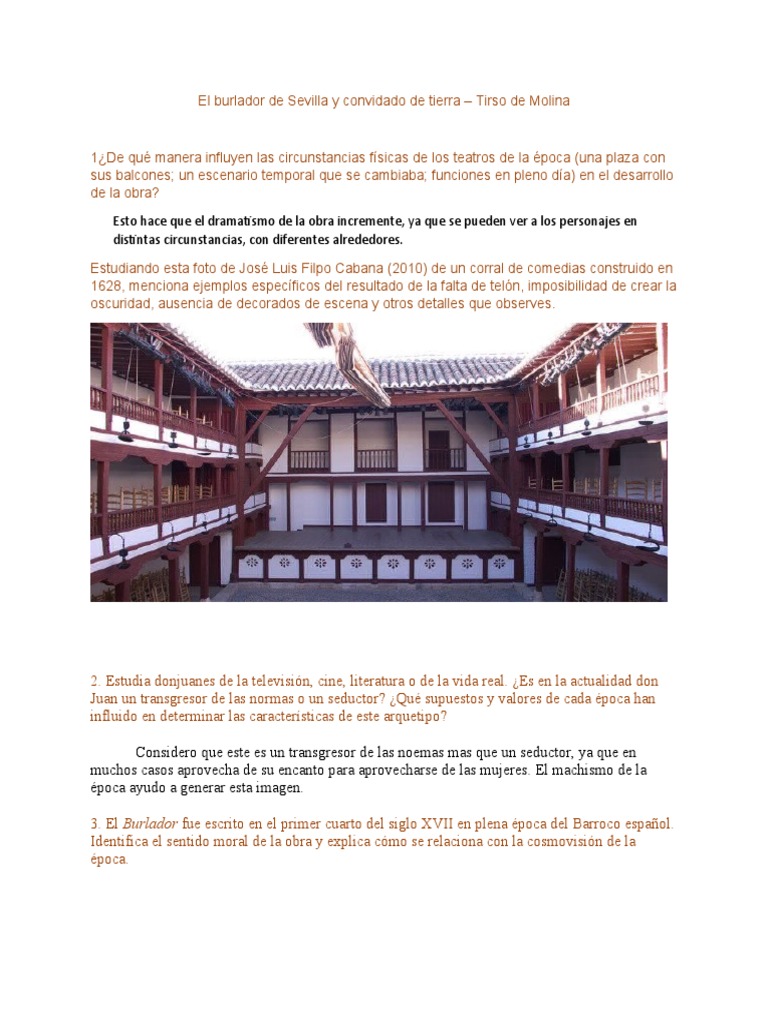 Cuestionario El Burlador de Sevilla y Convidado de Tierra-1 | PDF | Mujer