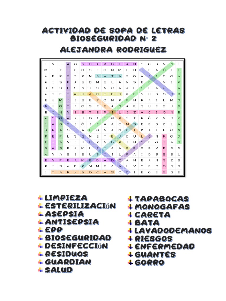 Actividad de Sopa de Letras Bioseguridad N | PDF