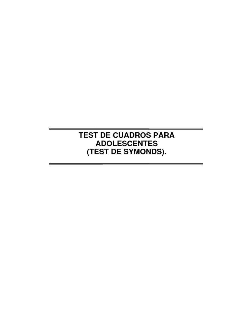 Test de Cuadros para Adolescentes (Test de Symonds) | PDF | Amor | Ansiedad