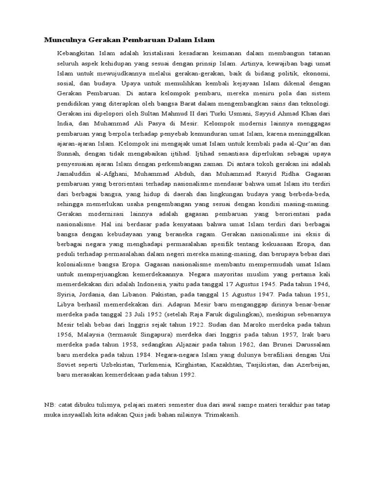 Munculnya Gerakan Pembaruan Dalam Islam | PDF | Sejarah
