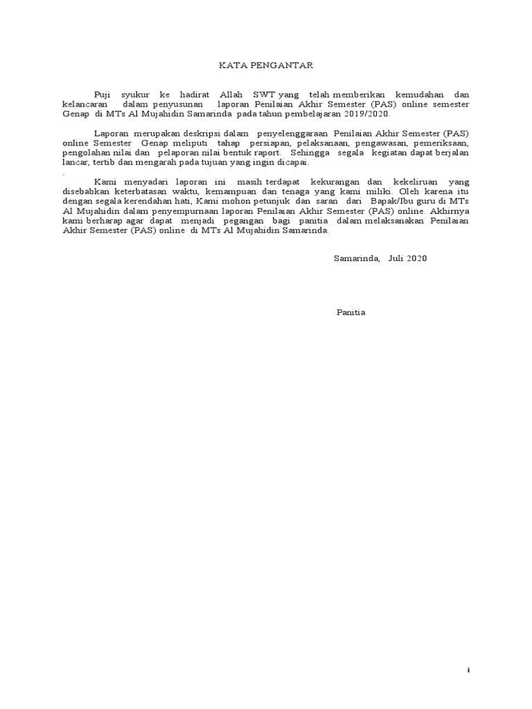 Kata Pengantar Ujian Semester | PDF