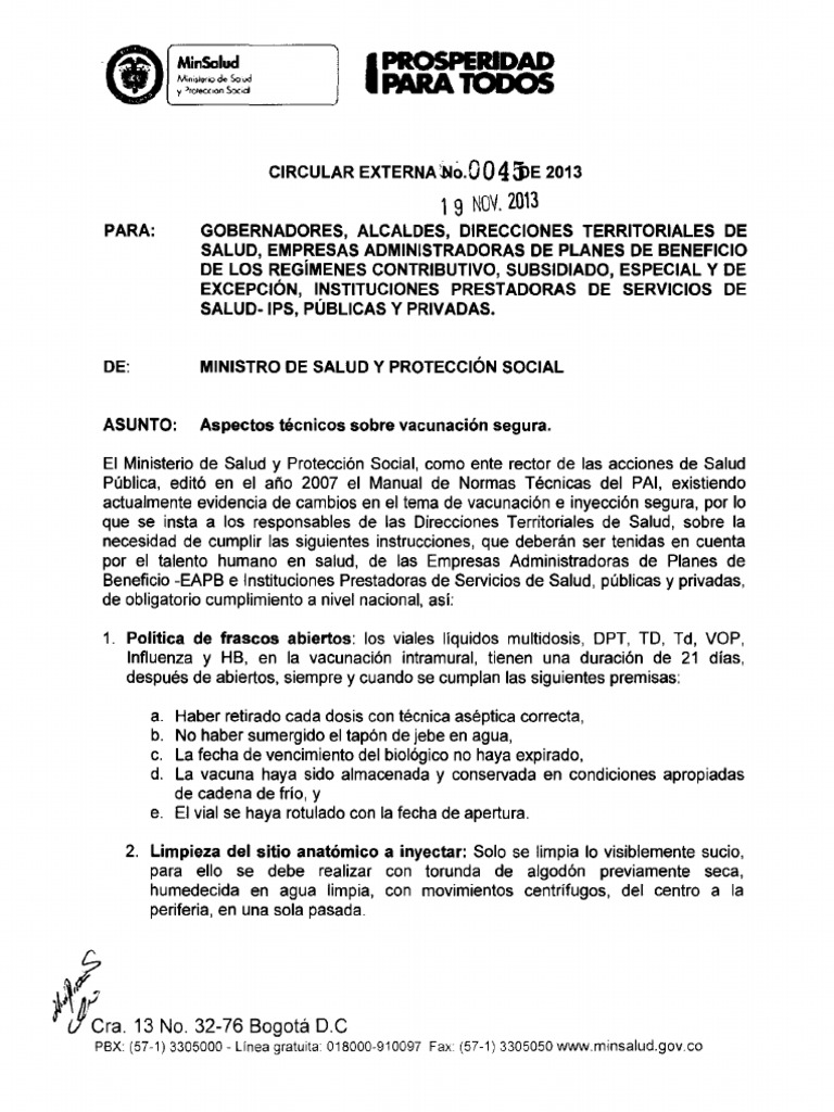 Circular Externa 0045 de 2013 | PDF | Vacunas | Hepatitis B