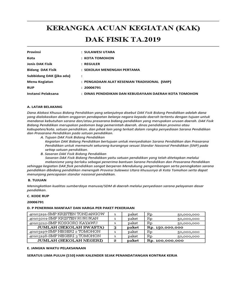 Kak Dak Fisik Alat Kesenian Tradisional | PDF