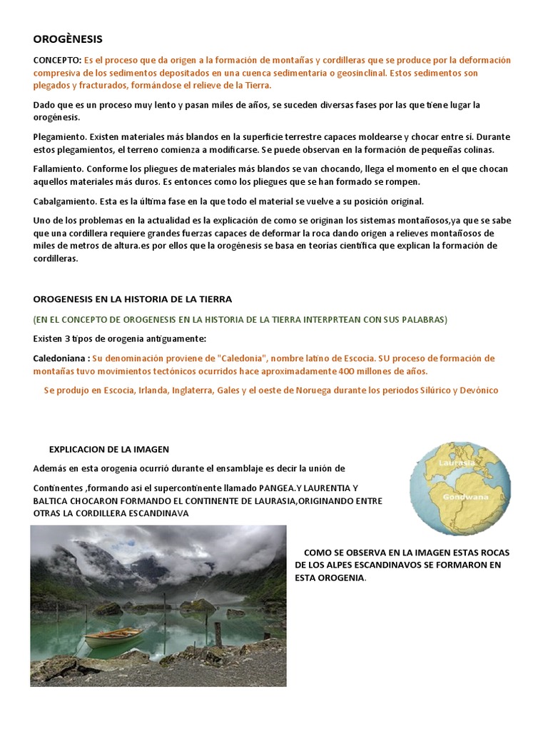 OROGÈNESIS Explicacion de El Tema | PDF | Montañas | Roca (geología)
