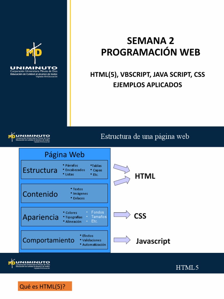 Semana 2 HTML 5 - Javascript | PDF | HTML | Página web