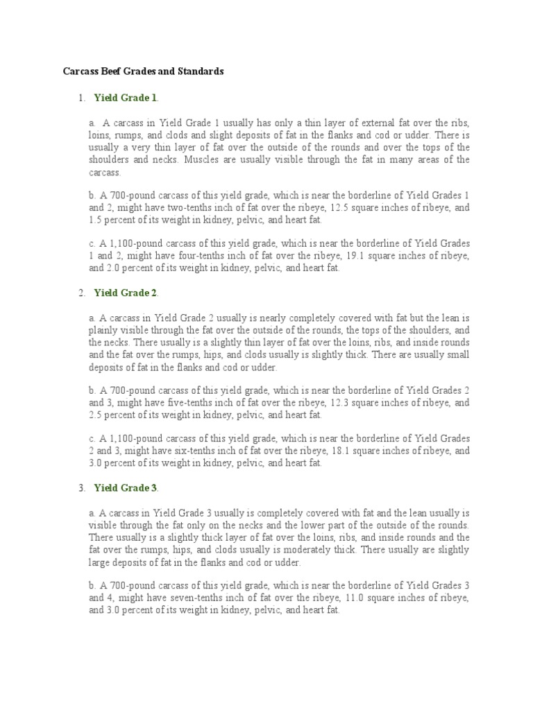 Beef Carcass Grading Guide | PDF | Nature