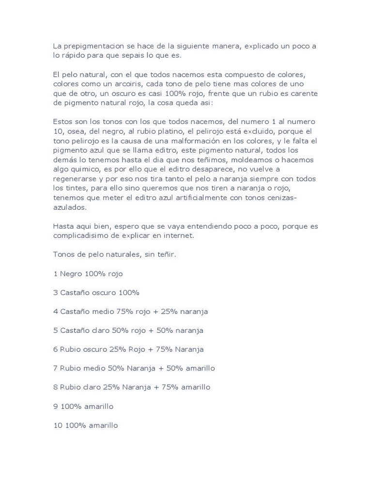 Guía de Prepigmentación Capilar | PDF | Color | Pelo