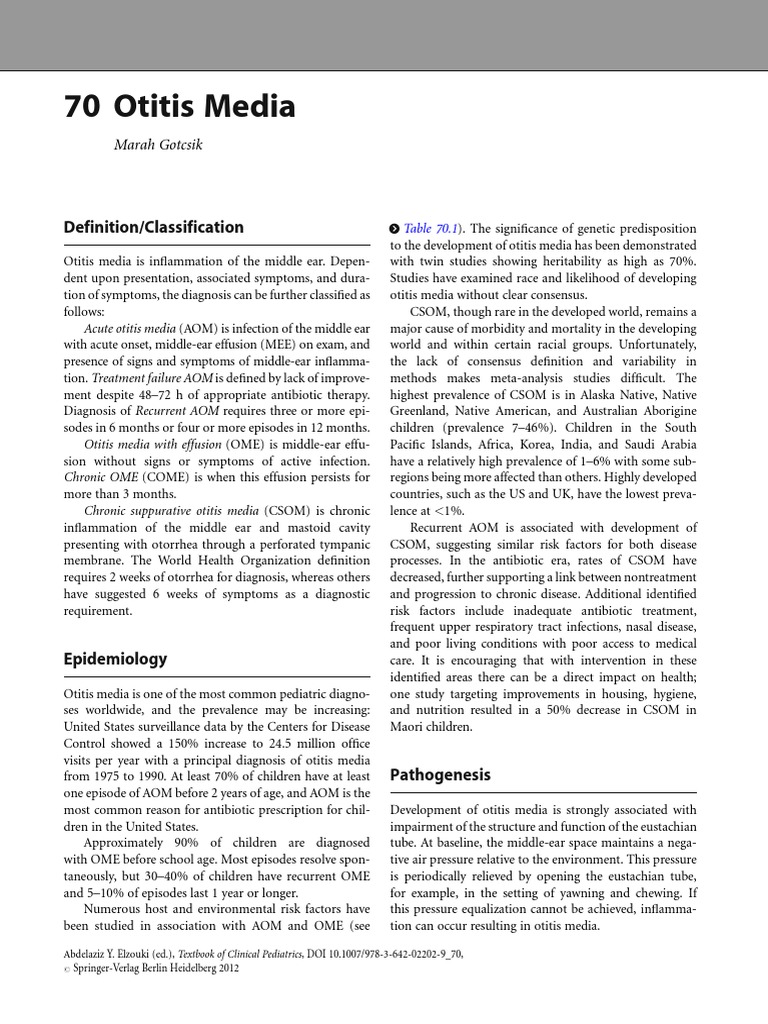 Understanding Otitis Media: Classification, Epidemiology, Pathogenesis ...