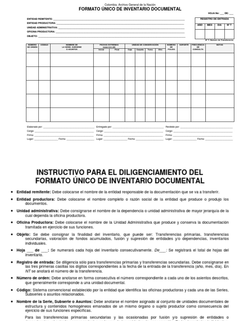FUID Formato Unico de Inventario Documental | PDF | Informática y tecnología de la información ...