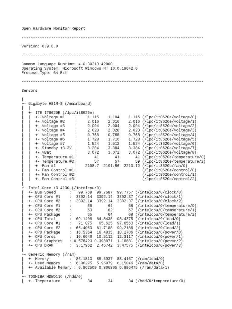 OpenHardwareMonitor Report | PDF | Office Equipment | Electrical Engineering