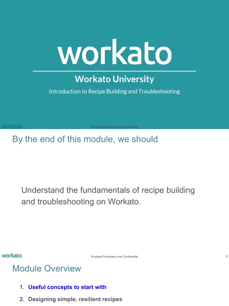 Workato University: Introduction To Recipe Building and Troubleshooting ...