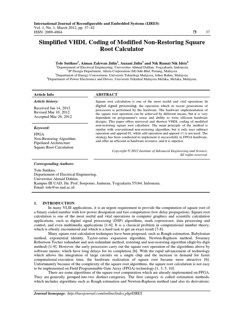 Simplified Vhdl Coding Of Modified Nonre Pdf Field Programmable Gate Array Vhdl