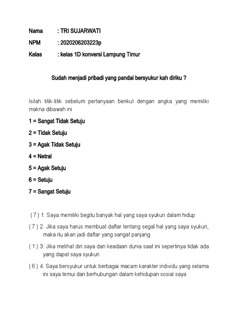 Skala Dan Tugas Bersyukur | PDF