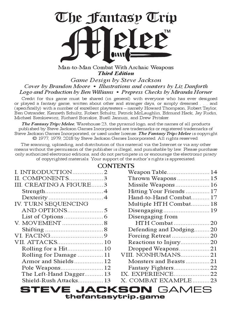 The Fantasy Trip Melee Rules | PDF | Weaponry | Leisure