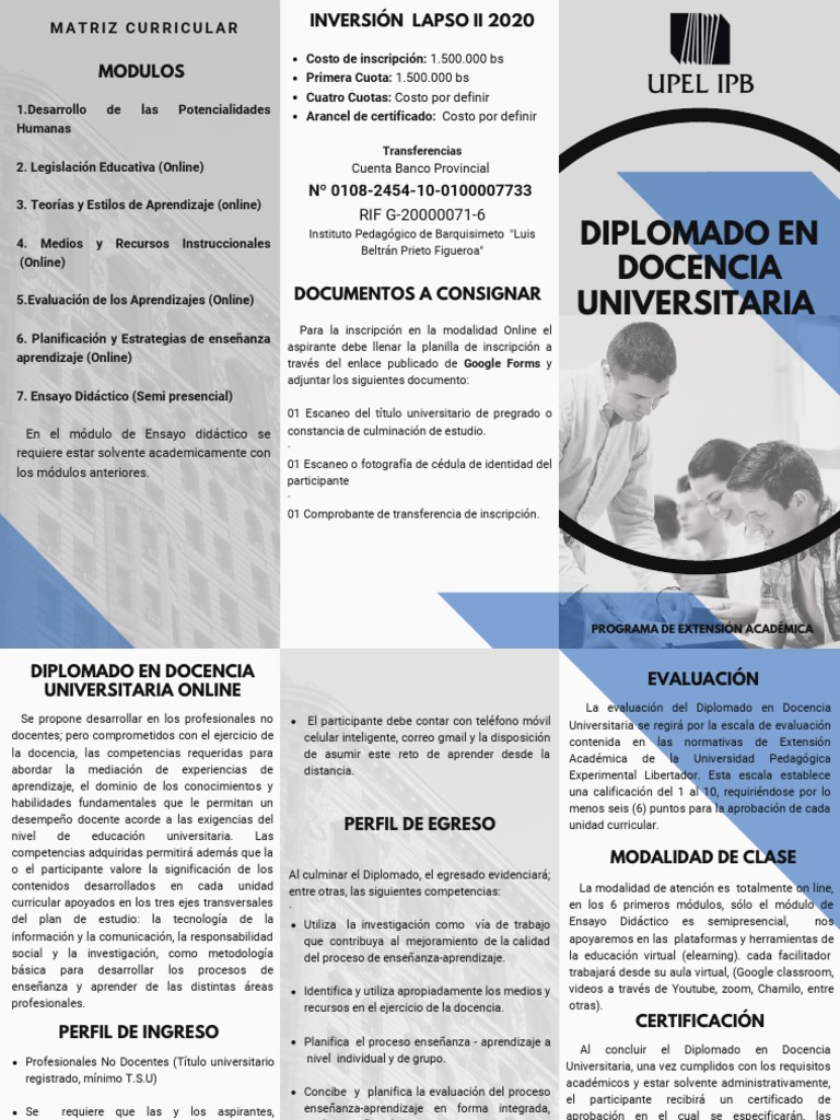 Diplomado Docencia Universitaria Upel Ipb 2021 | PDF | Cognición | La ...