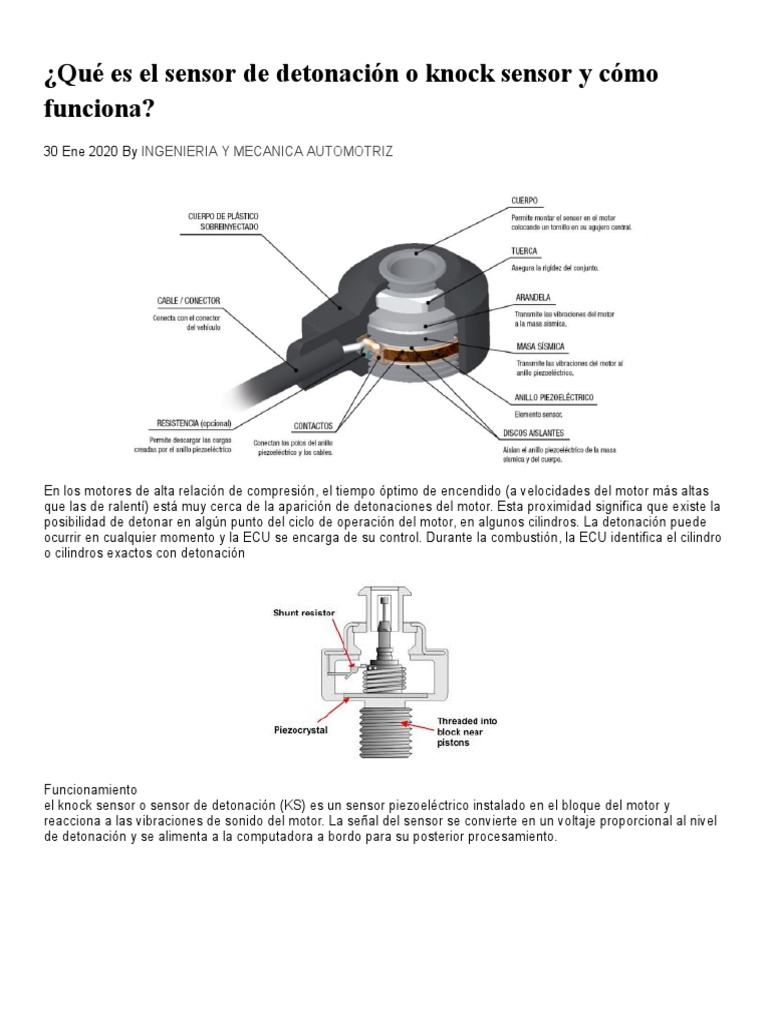 Qué Es El Sensor de Detonación o Knock Sensor y Cómo Funciona | PDF