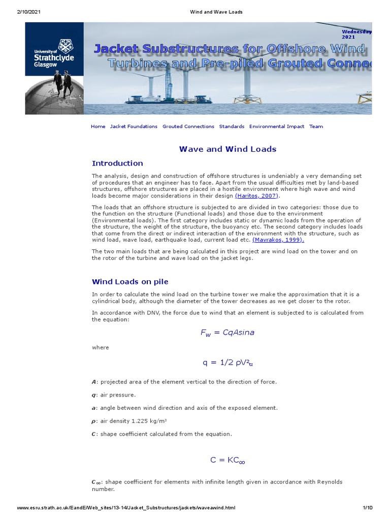 Wind and Wave Loads | PDF | Physics | Mechanical Engineering