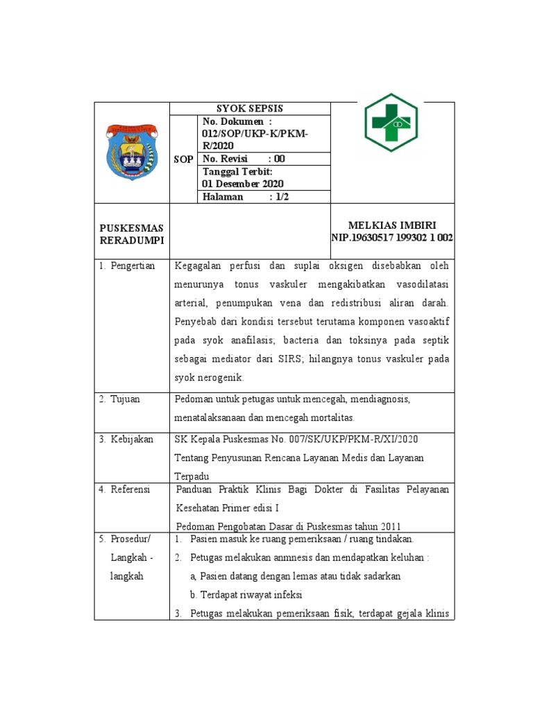 Prosedur Penanganan Syok Sepsis | PDF