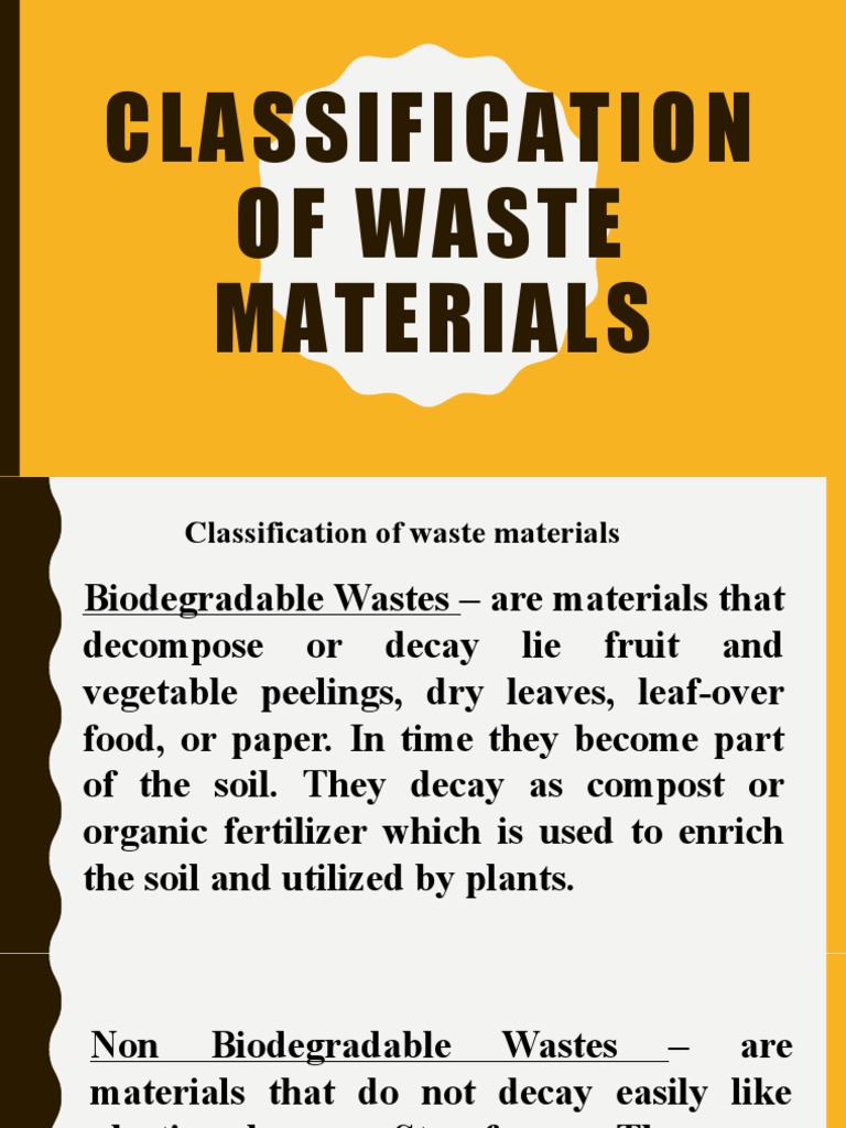 Classification of Waste Materials | PDF | Biodegradation | Compost