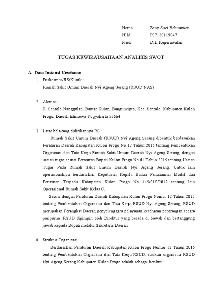 Tugas KWU Analisis SWOT | PDF