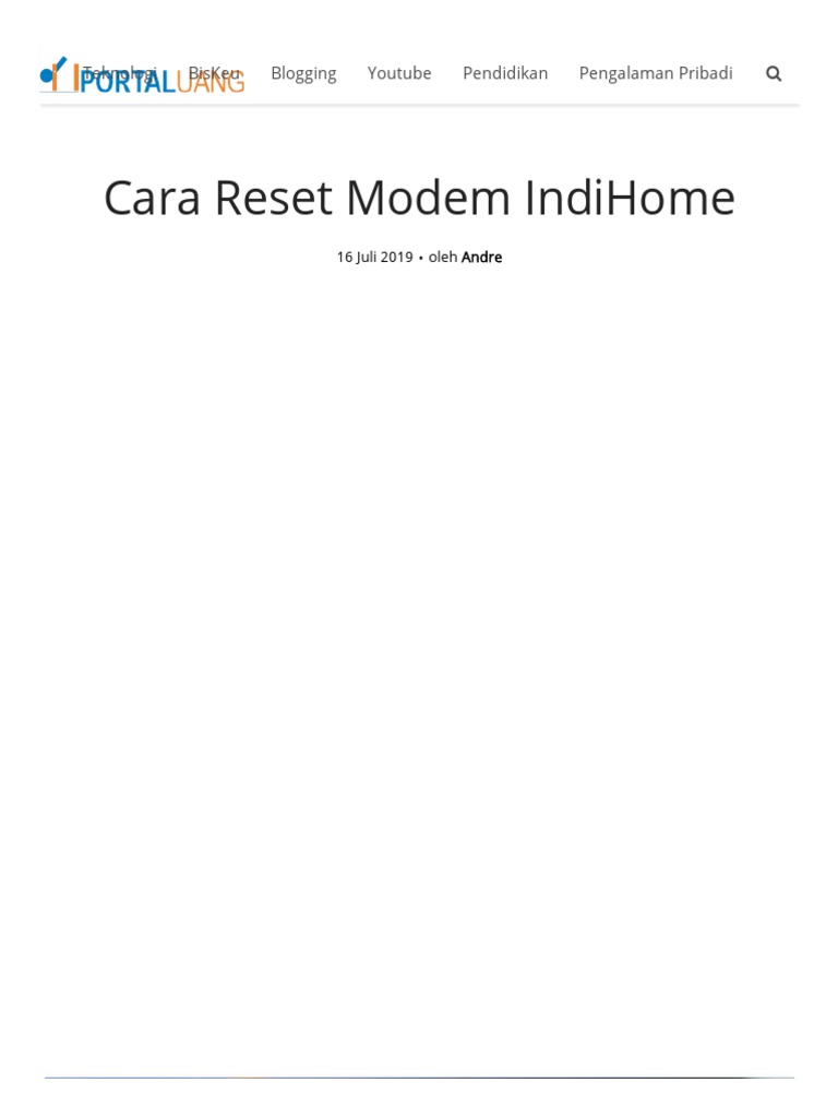 4 Cara Reset Modem IndiHome (Paling Gampang) | PDF