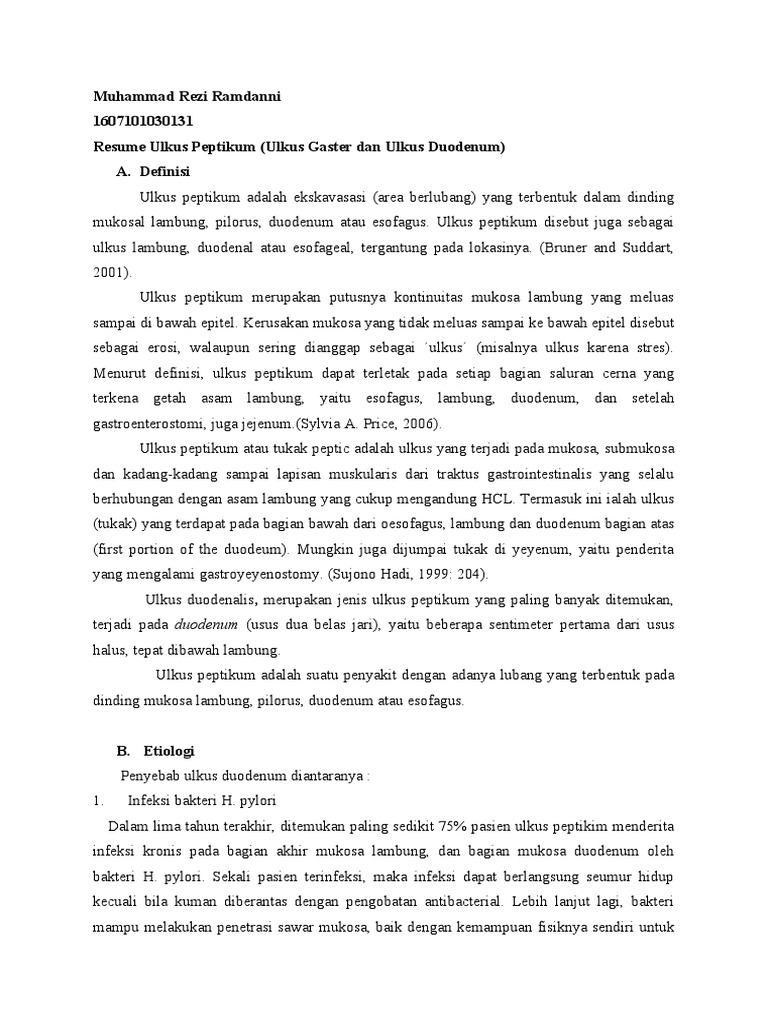 Ulkus Peptikum (Gaster, Duodenum) | PDF