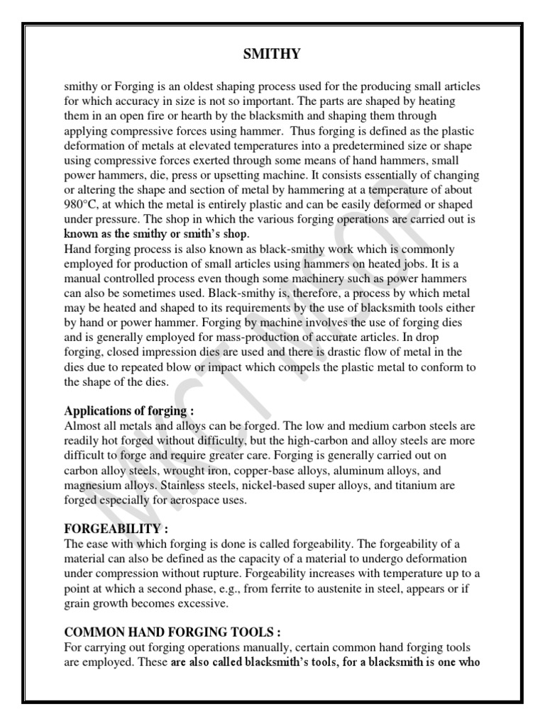 Smithy: Applications of Forging | PDF | Forging | Blacksmith