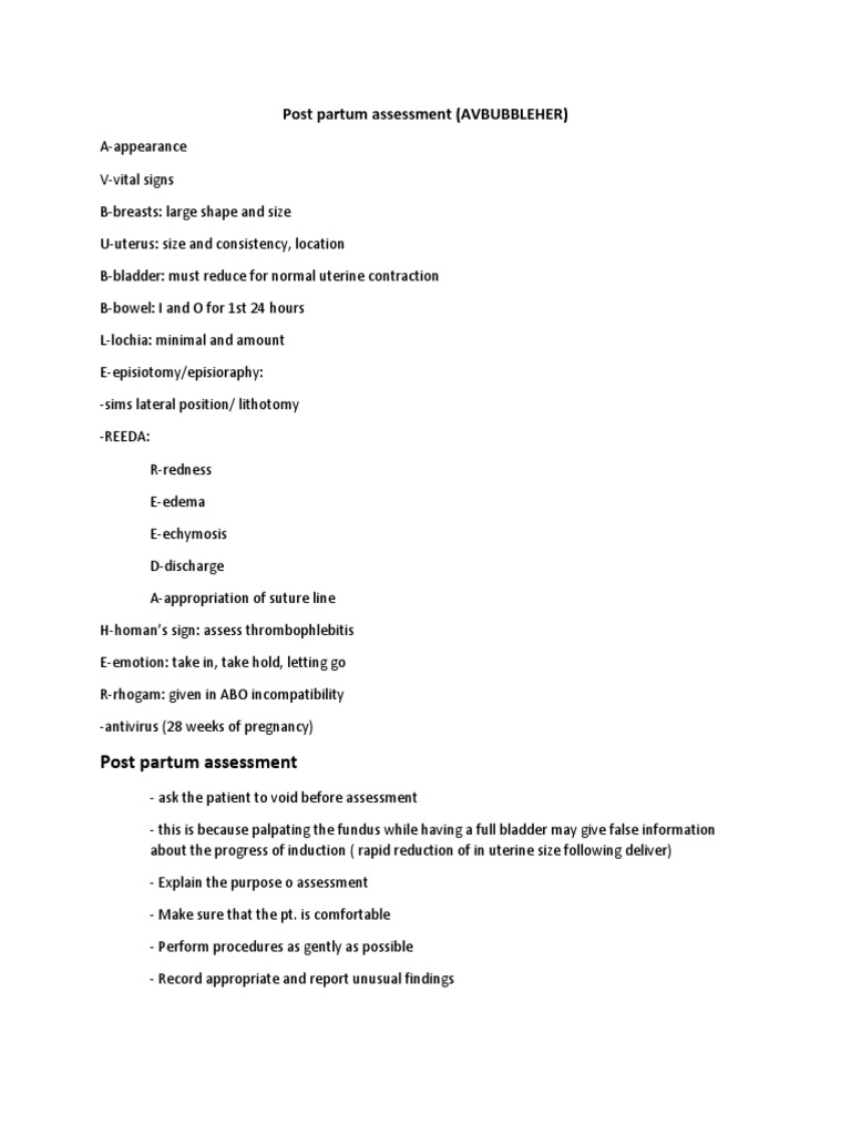 Post Partum Assessment | PDF | Postpartum Period | Childbirth