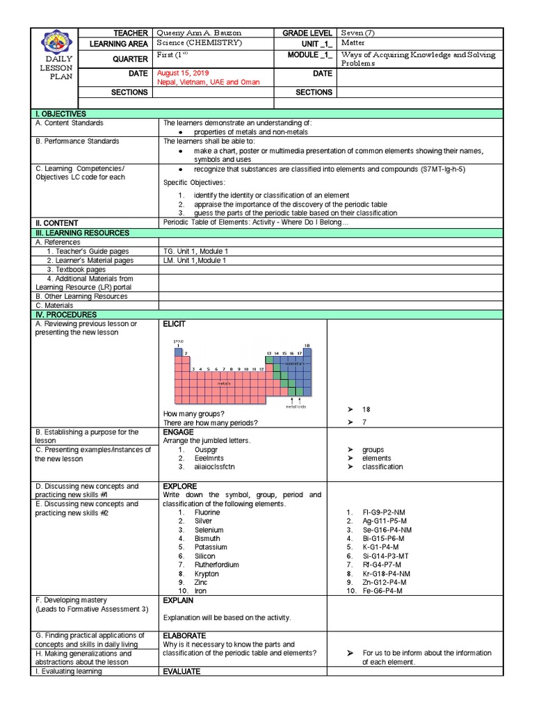 Classifying Elements: Introducing Students to the Periodic Table ...