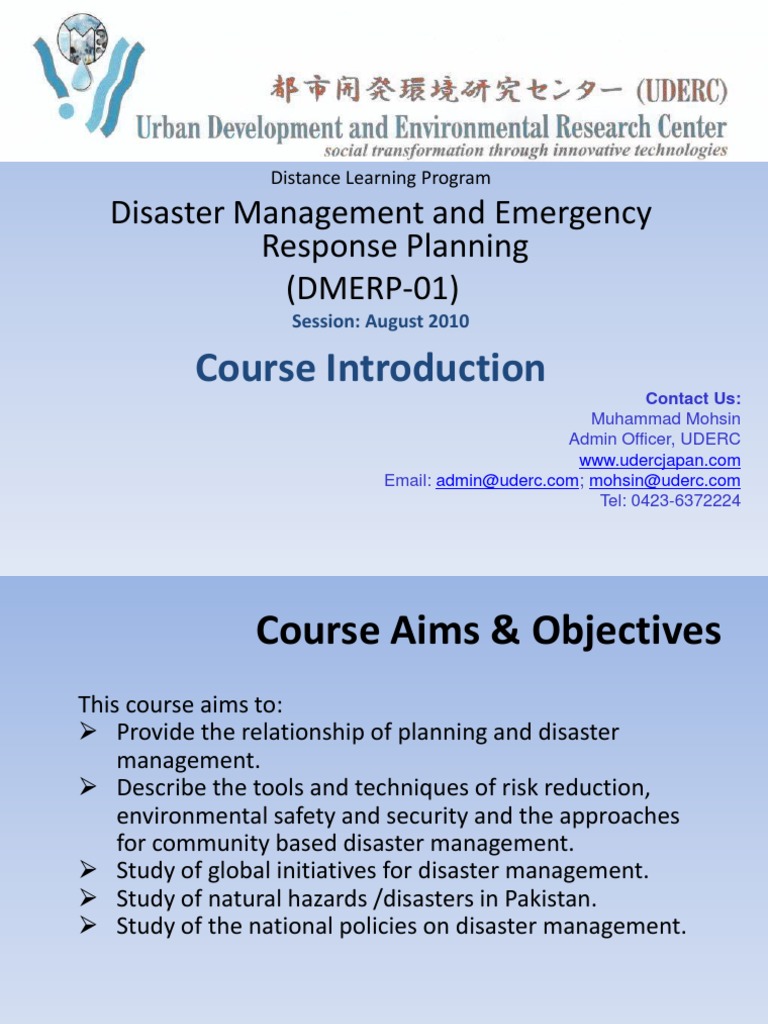 Disaster Management and Emergency Response Planning (DMERP-01) | PDF ...