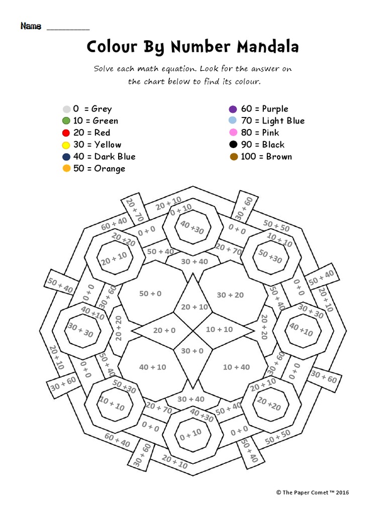 Mandala Math Color by Number | PDF