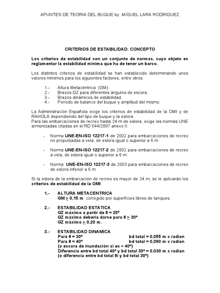 Criterios de Estabilidad para Buques | PDF | Buques | Embarcación