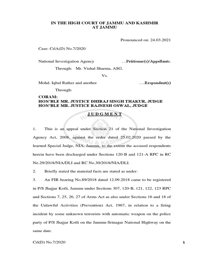 J&K High Court Order | PDF | Legal Procedure | Public Law