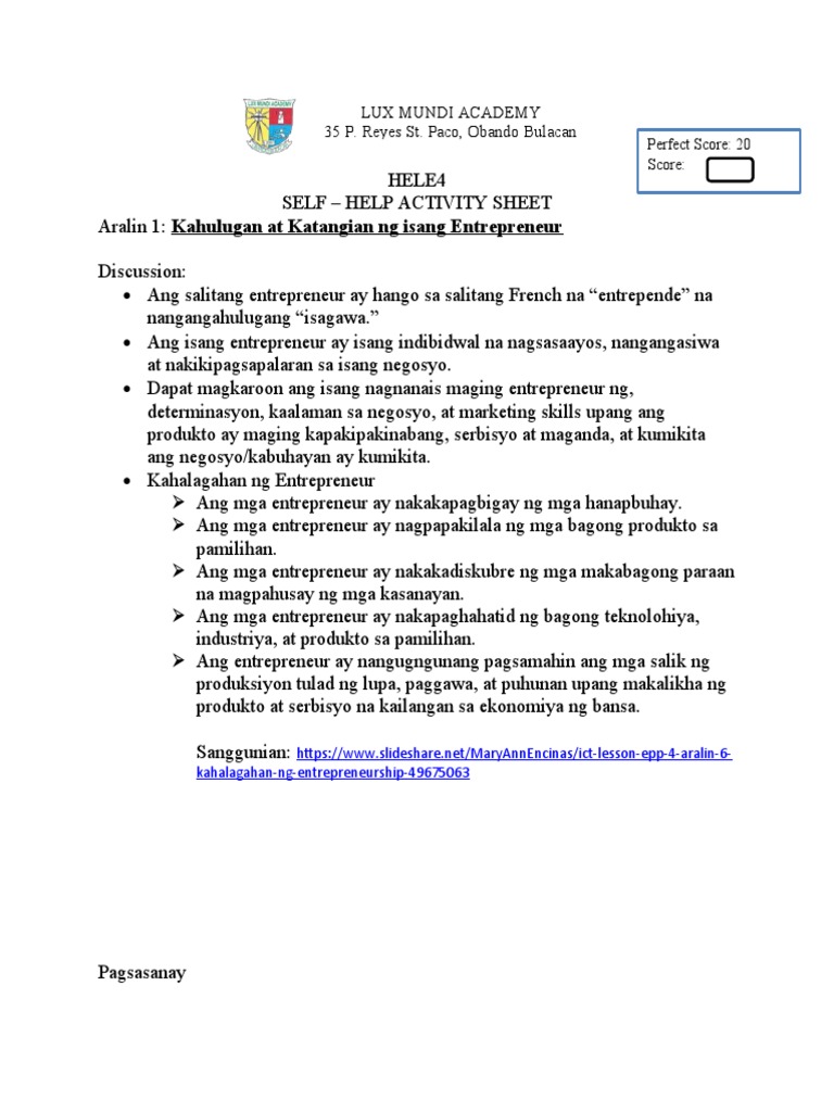 Hele 4 Worksheet | PDF