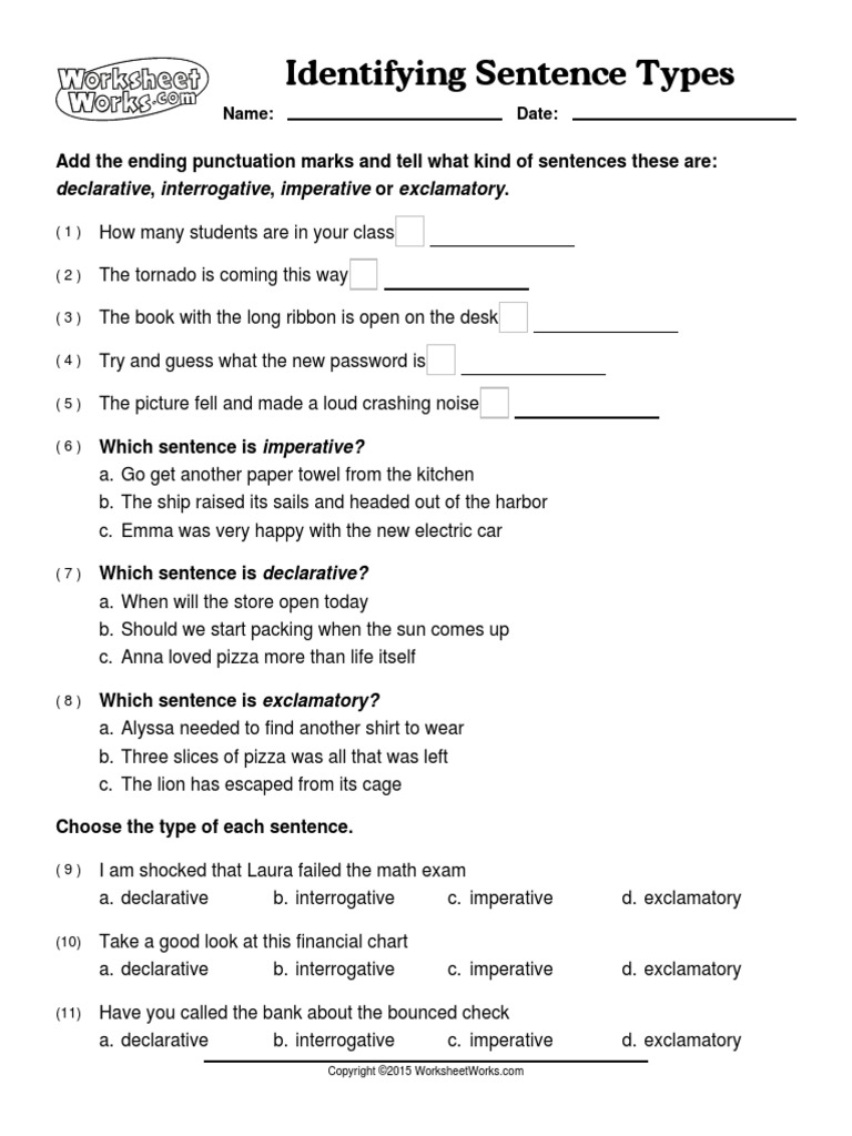 Worksheet Works Identifying Sentence | PDF | Language Arts & Discipline ...