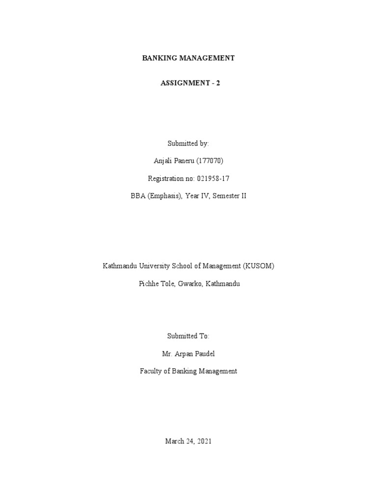 Banking Assignment 2 | PDF | Loans | Nepal