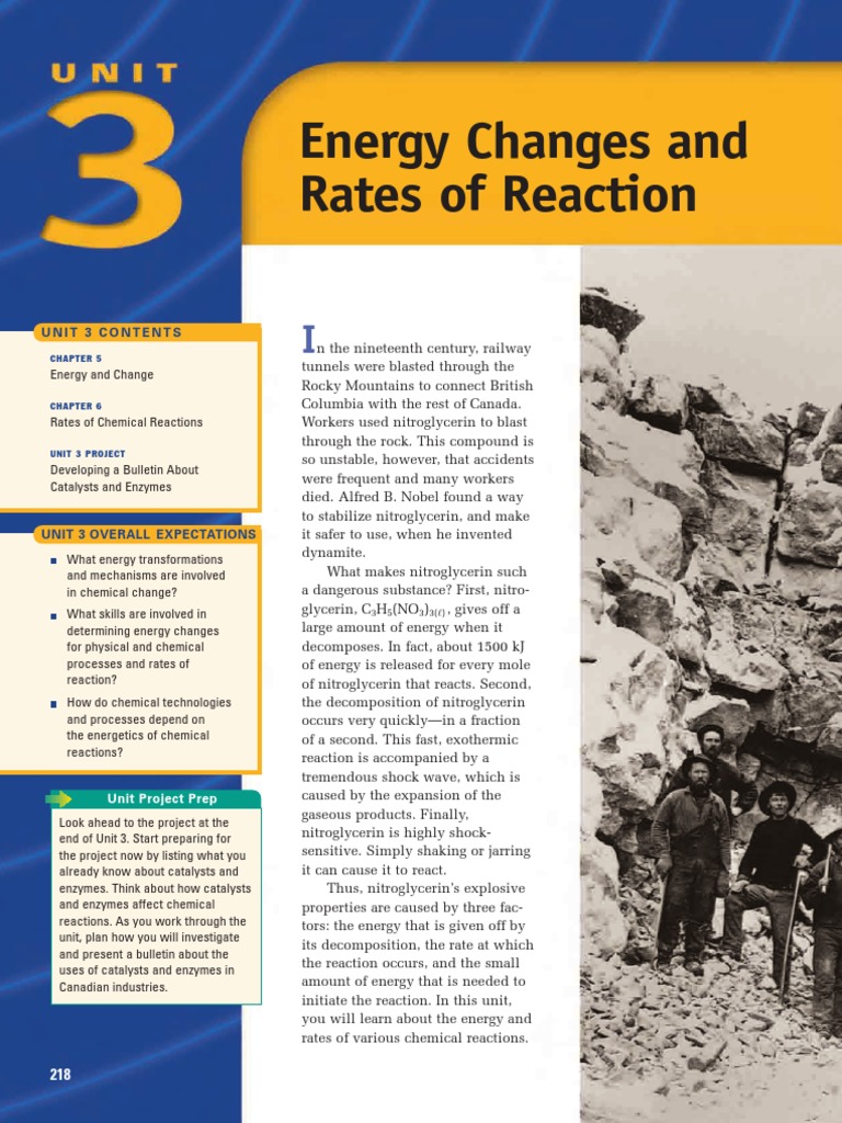 Energy Changes and Rates of Reaction: Unit 3 Contents | PDF | Enthalpy ...