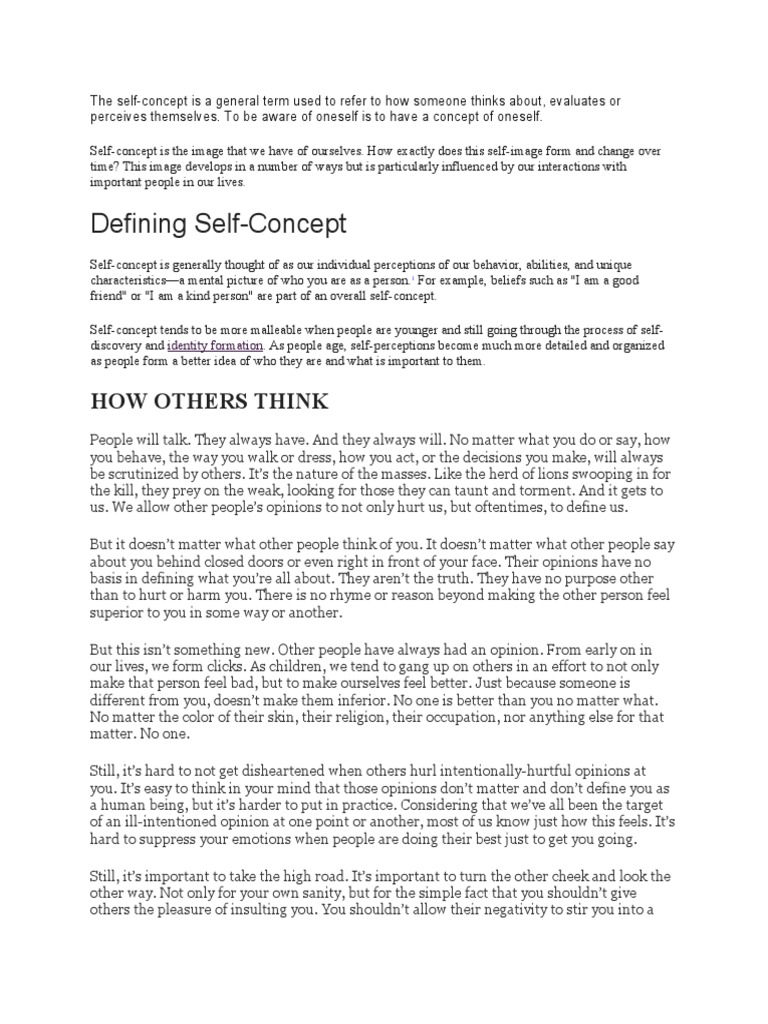 Defining Self-Concept: How Others Think | PDF | Self Awareness | Self ...