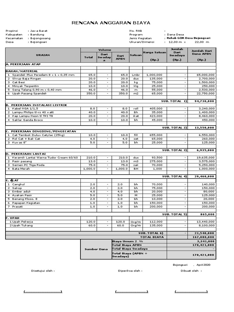Rehab Gor Desa | PDF