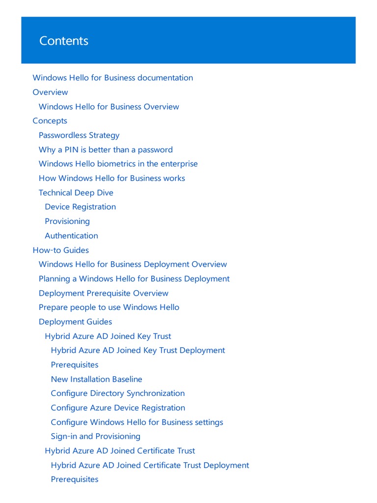 Windows Hello for Business Overview | PDF | Windows 10 | Password