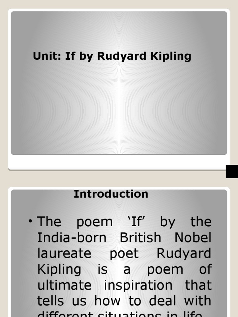 If by Kipling | PDF | Rudyard Kipling | Poetry