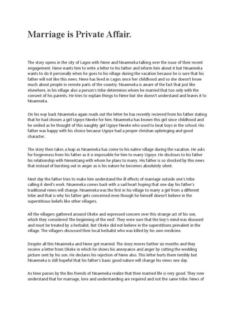 Marriage Is Private Affair | PDF