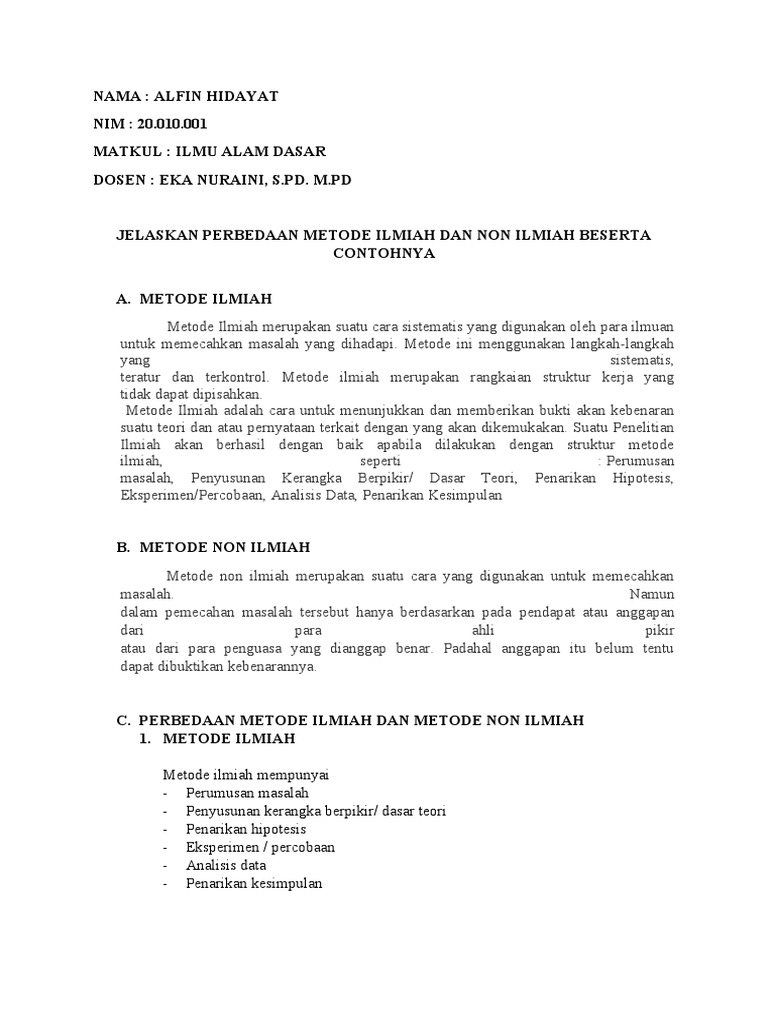 Alfin Hidayat MEtode Ilmiah Dan Non Ilmiah | PDF